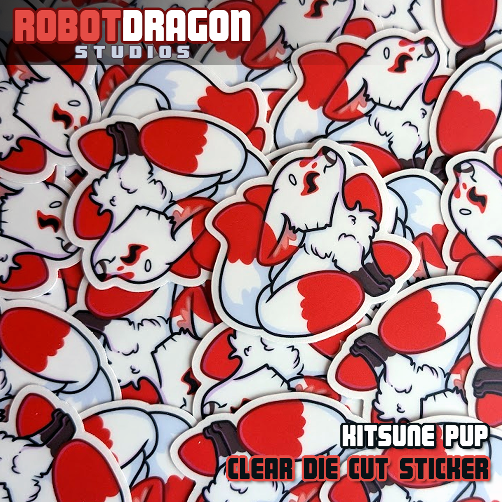 Kitsune Pup Sticker – Robot Dragon Studios