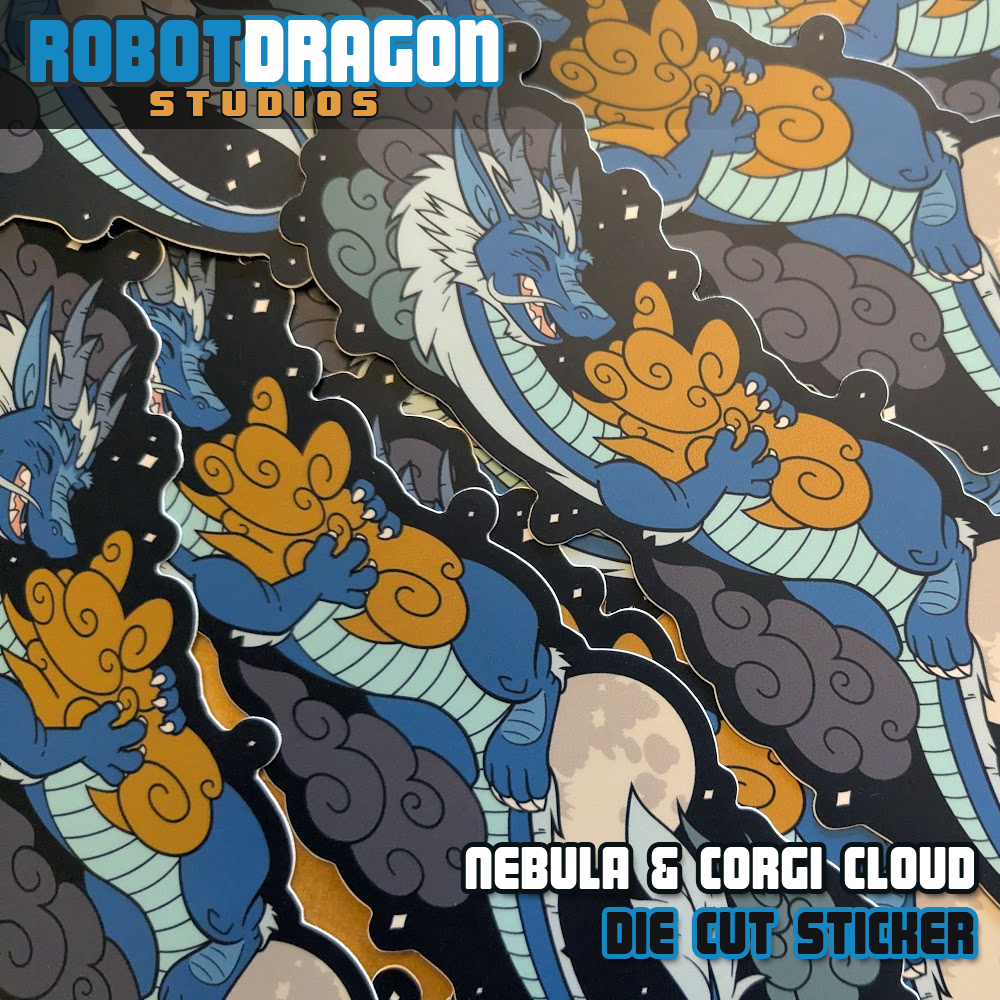 Nebula & Corgi Cloud Sticker – Robot Dragon Studios